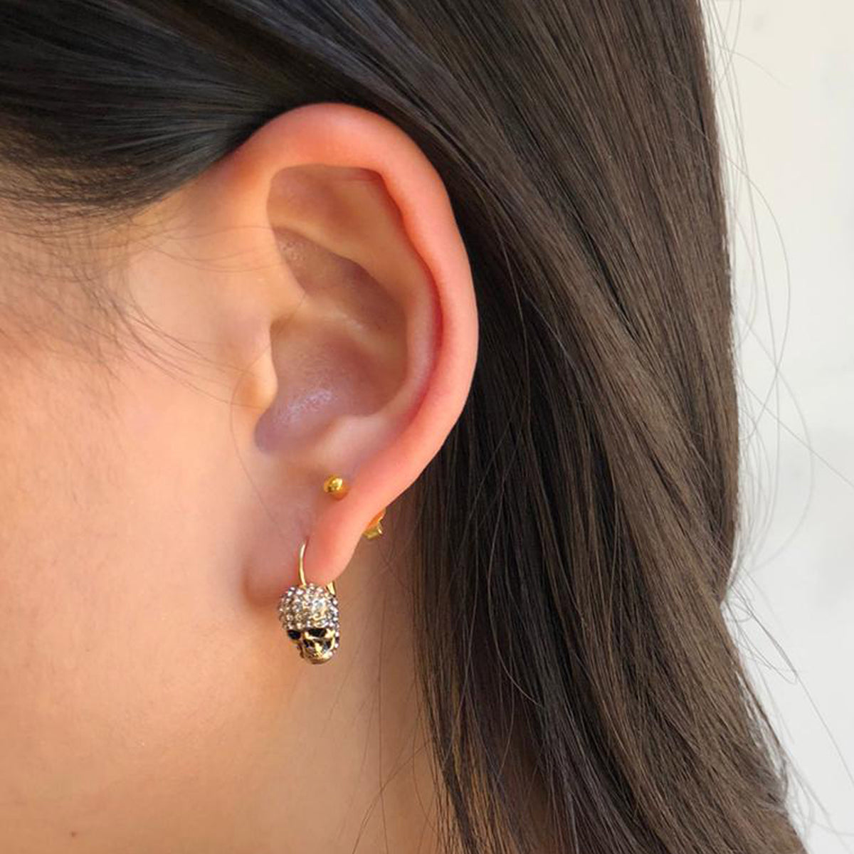 Alexander McQueen Pave Mini Skull Hoops, Gold – CULTSTATUS